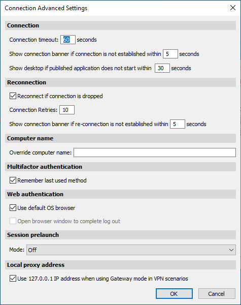 Parallels Client for Windows User's Guide - Advanced Settings